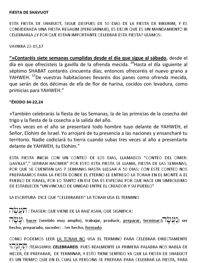 Fiesta de Shavuot | PDF | Palabras y frases de la Biblia hebrea ...
