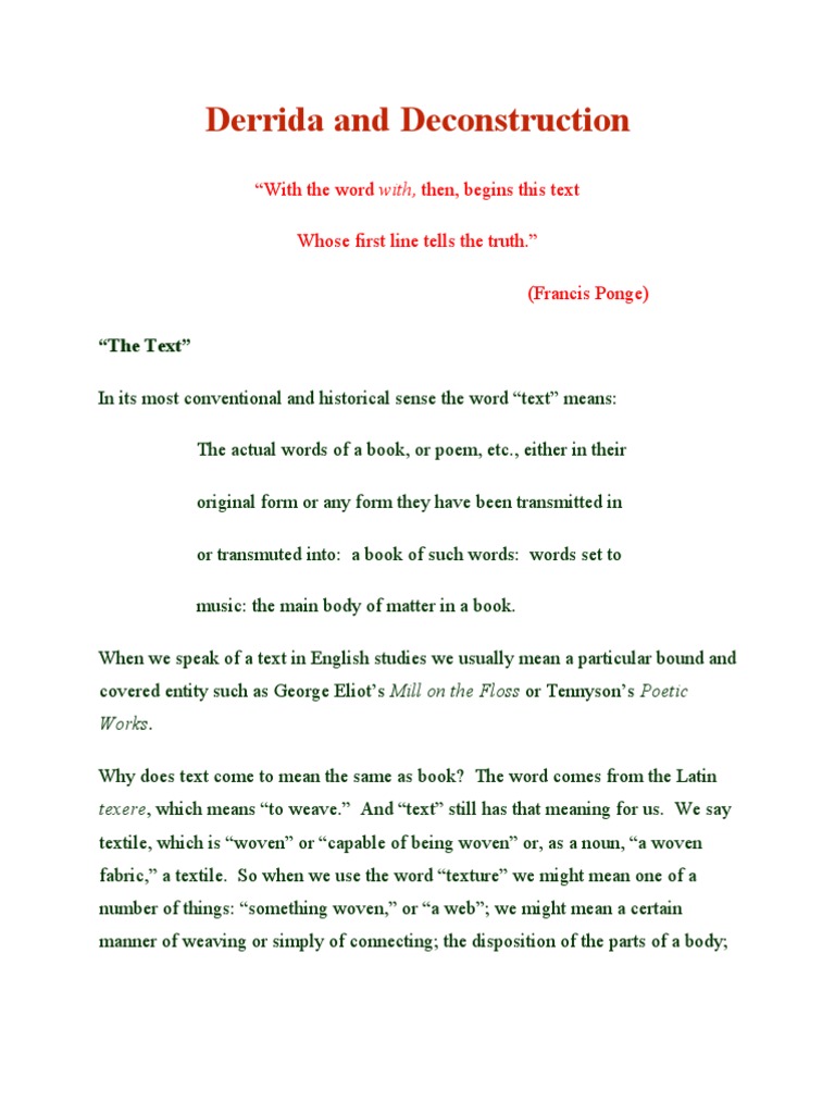 Derrida and Deconstruction | PDF | Empiricism | Jacques Derrida