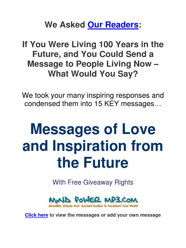 Messages of Hope from the Future | PDF | Self-Improvement | Wellness