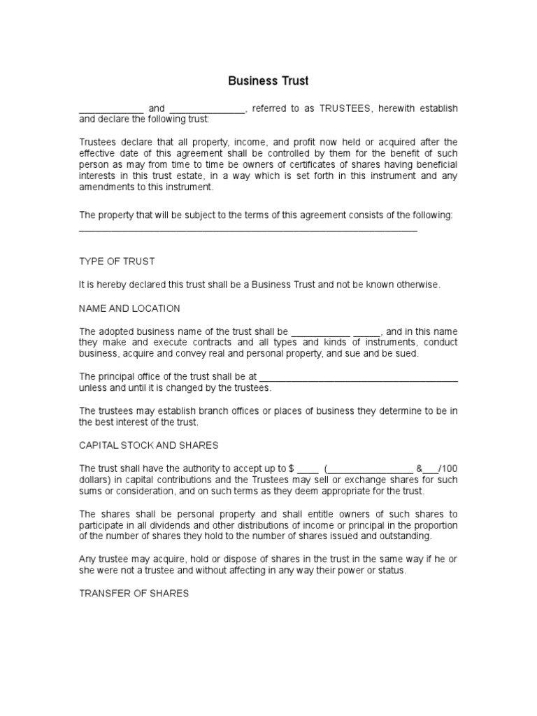 Business Trust | Trust Law | Trustee