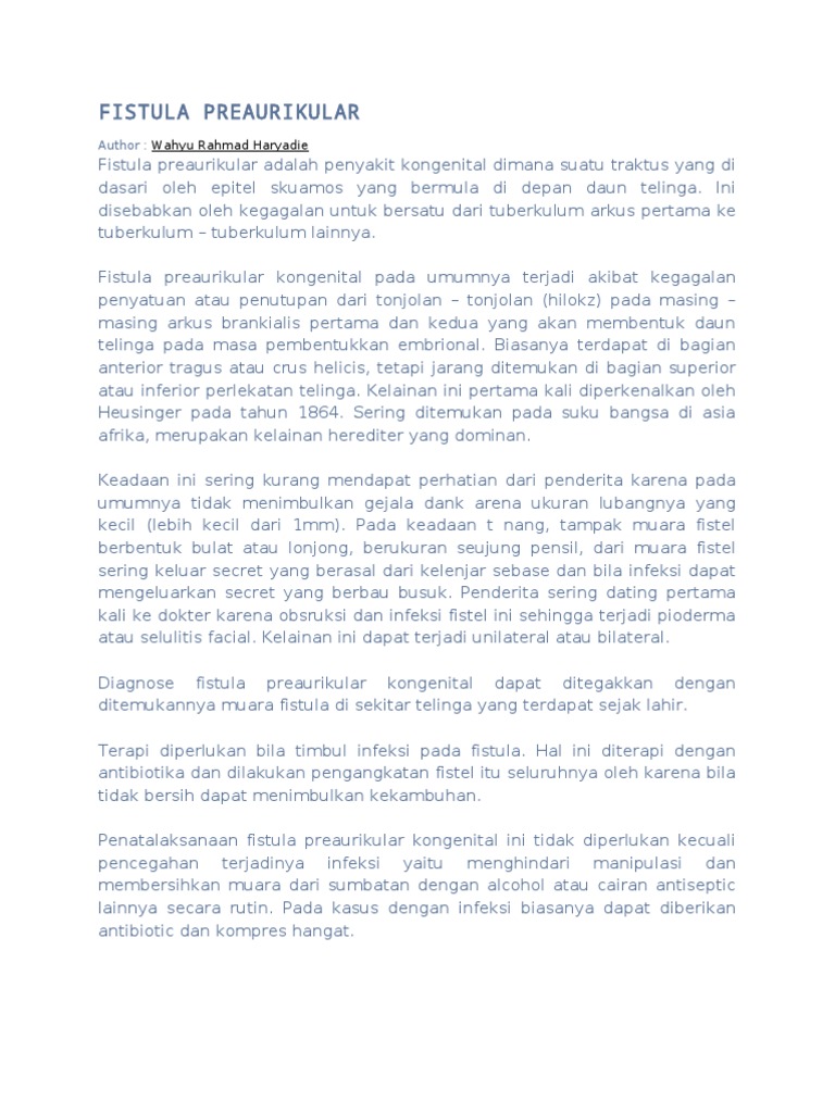Fistula Preaurikular | PDF