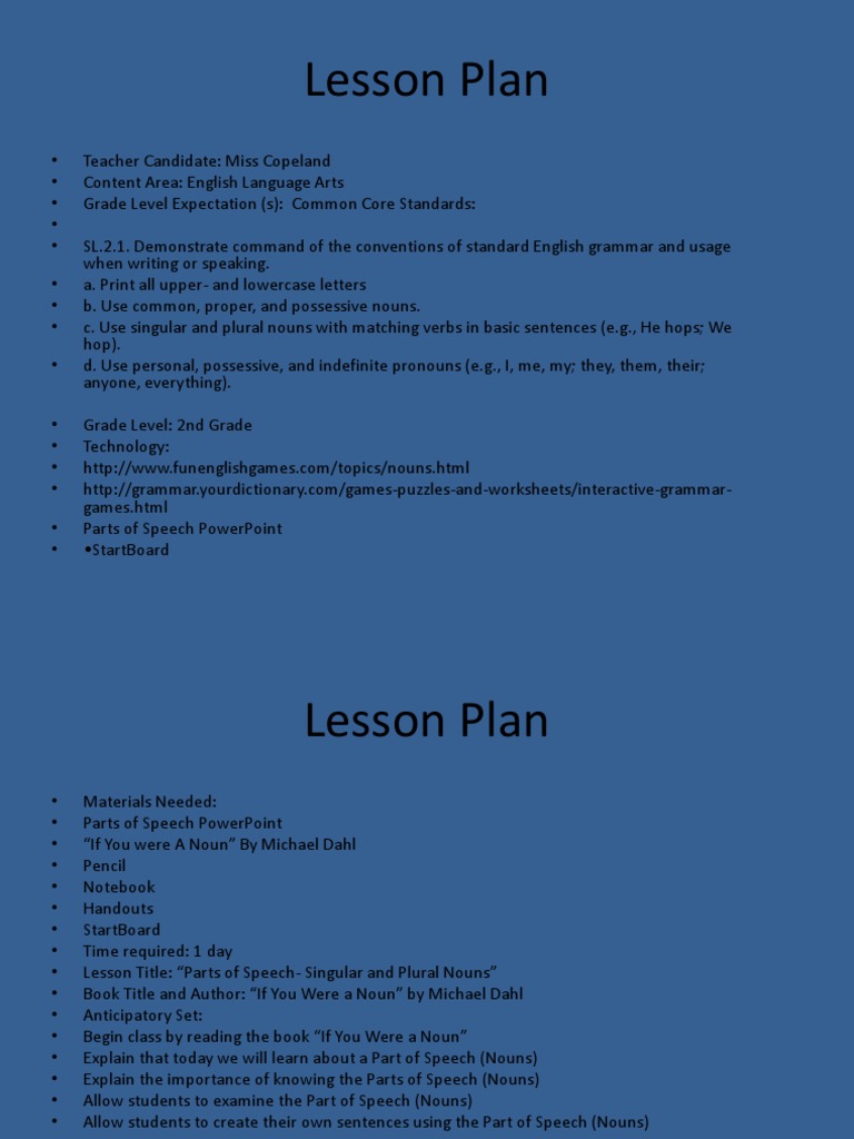 Singular and Plural Nouns Lesson Plan | PDF | Part Of Speech | Grammatical Number