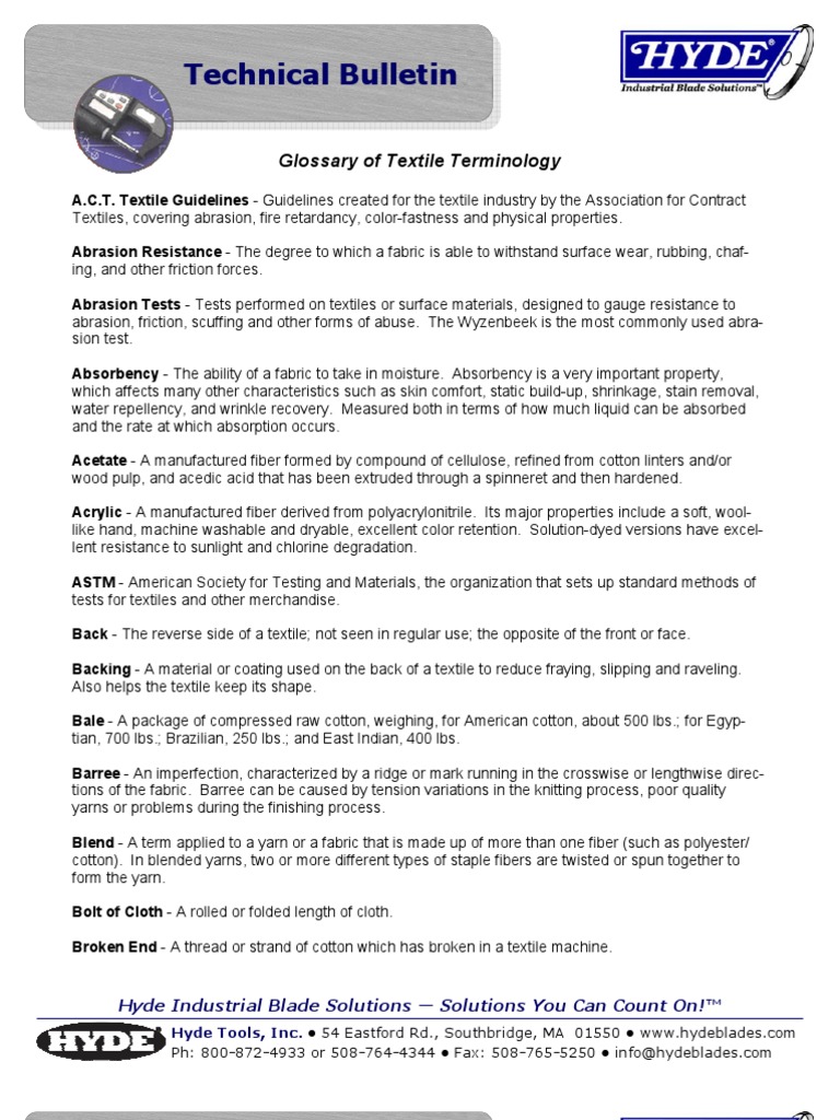Glossary Textile Terminology | PDF | Yarn | Textiles