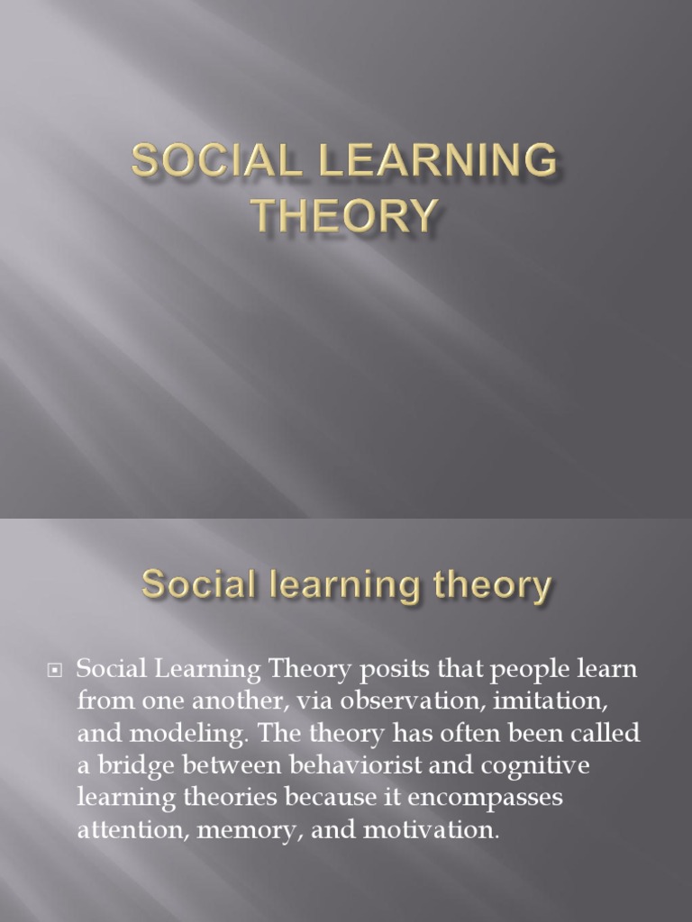 Social Learning Theory | PDF | Behaviorism | Imitation