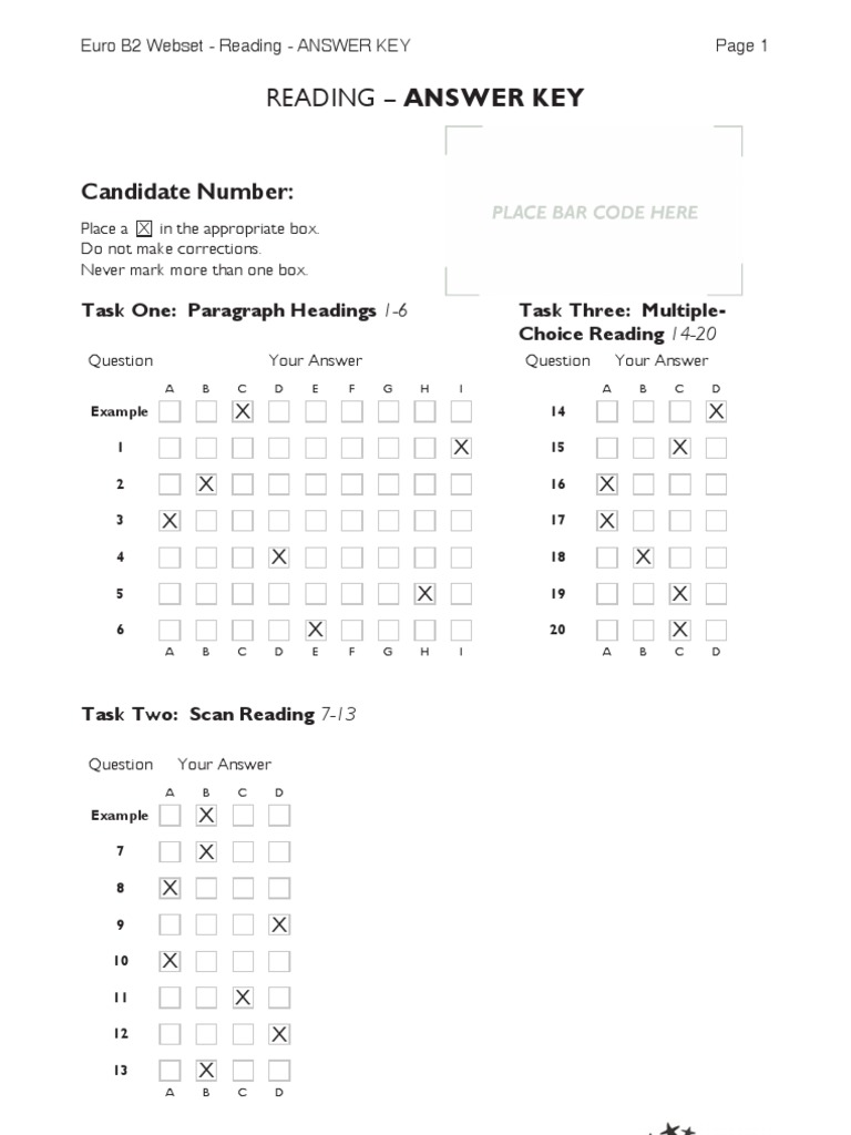 Olvasott Szöveg Értése (Reading) - Answer Key | PDF