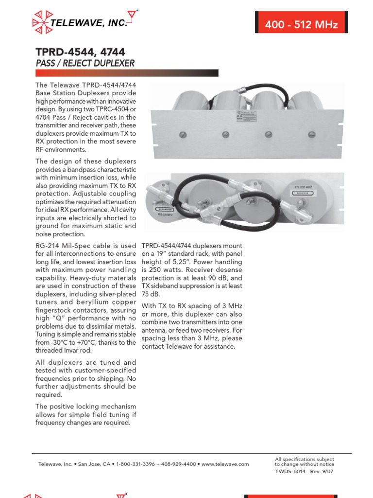 TPRD 4544 PDF | PDF | Broadcast Engineering | Radio Technology