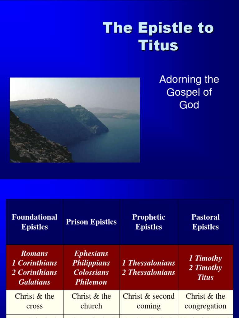 The Epistle To Titus: Adorning The Gospel of God | PDF | Epistle To The ...