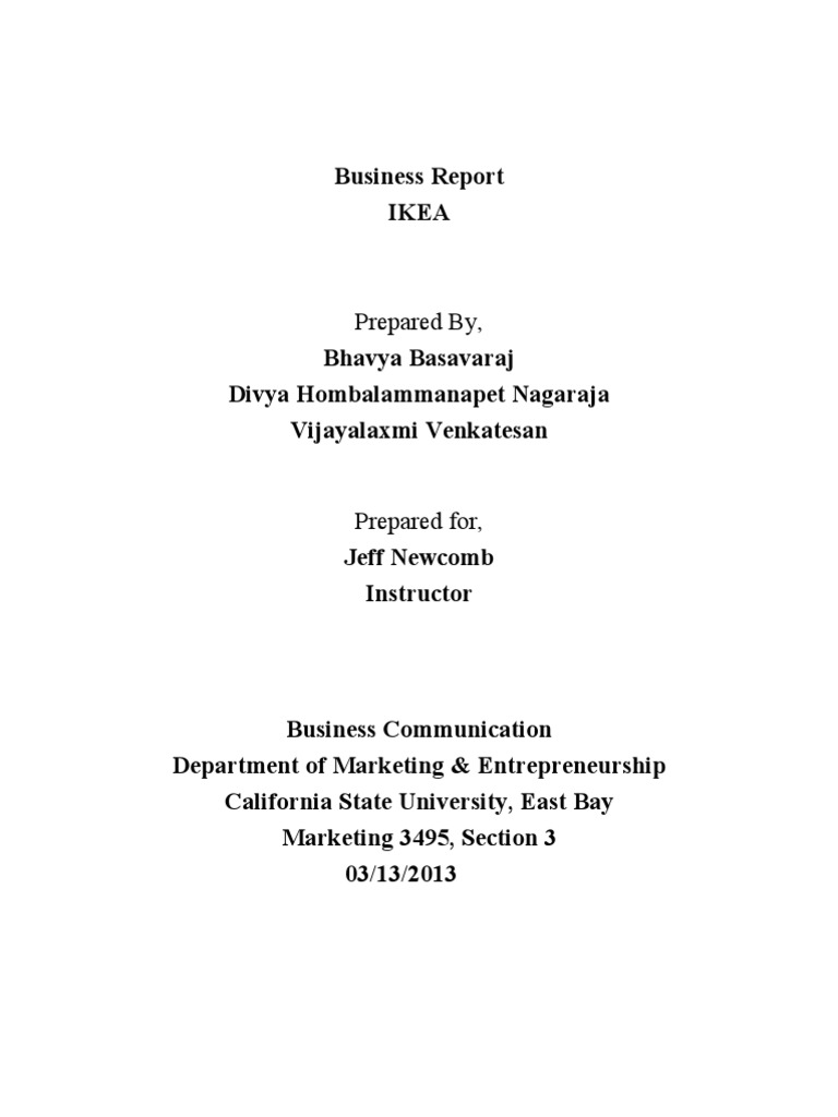 Business Report IKEA v2 | PDF | Retail | Organizational Structure