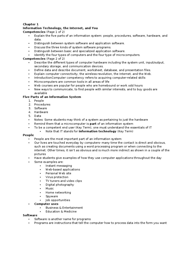 Information Technology, The Internet, and You Competencies (Page 1 of 2 ...