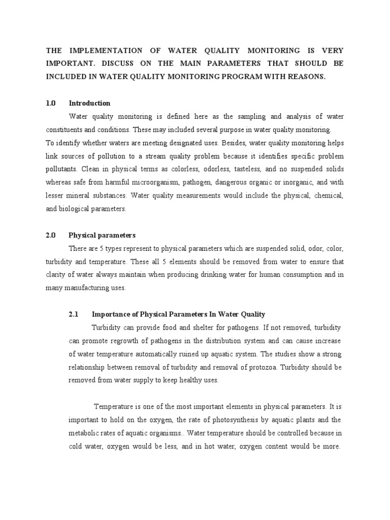 Water Quality Parameters | PDF | Water Quality | Organic Matter
