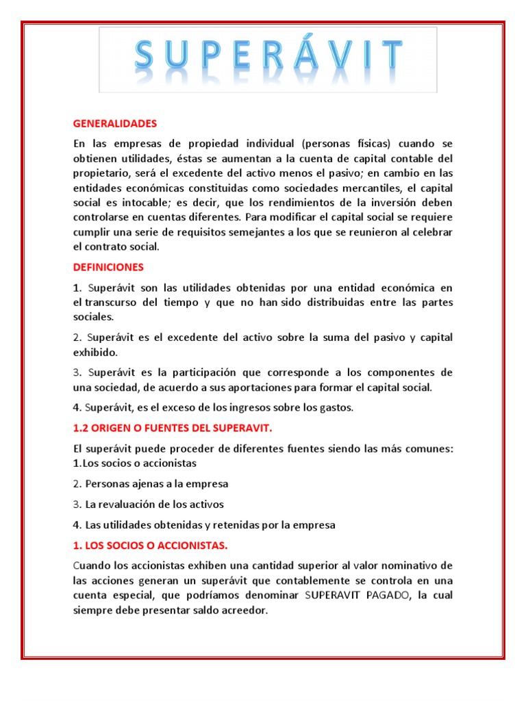 Superavit | PDF | Swap (Finanzas) | Capital (economía)