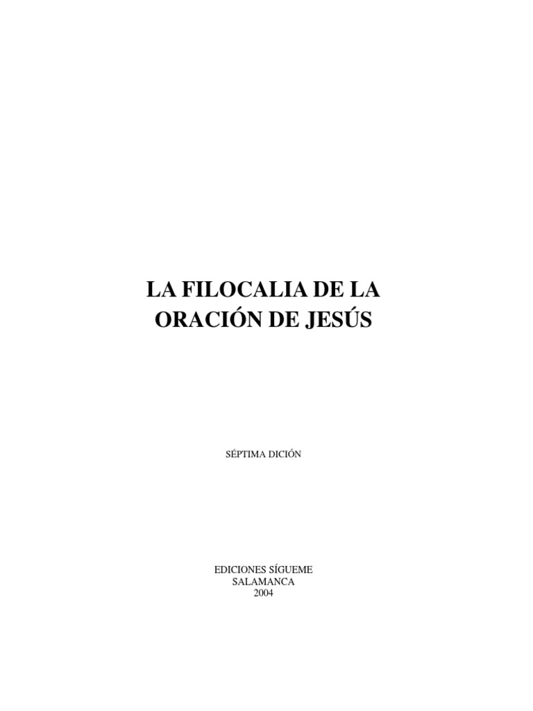 La Filocalia de La Oracion de Jesus | PDF