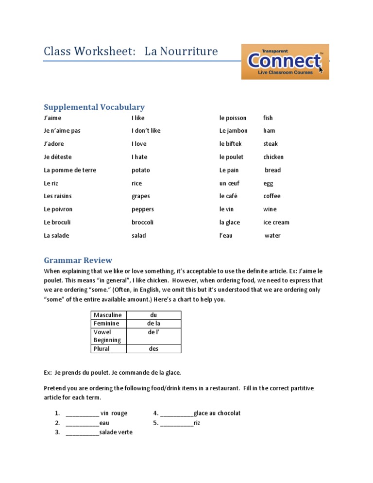 French Worksheet | PDF | Language Mechanics | Morphology