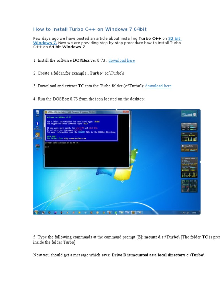 How To Install Turbo C On Windows 7 64bit Download Here Pdf