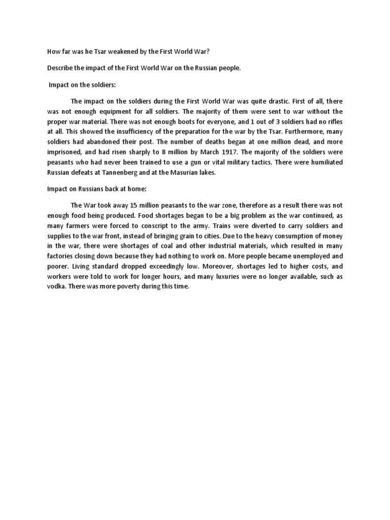 Impact of WWI on Tsarist Russia | PDF | History
