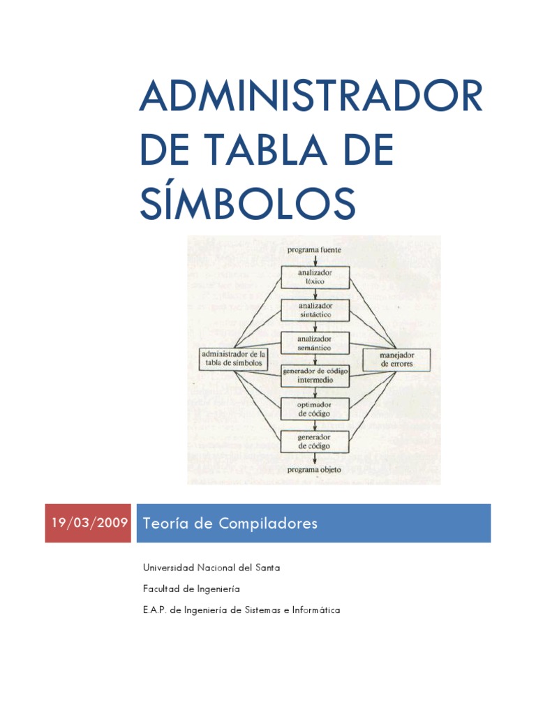 Administración de Tablas de Símbolos | PDF | Compilador | Lenguaje de ...