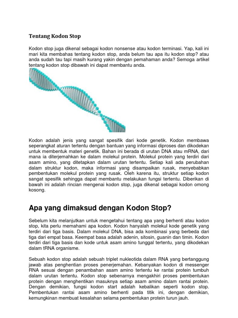 Pengertian dan Fungsi Kodon Stop | PDF