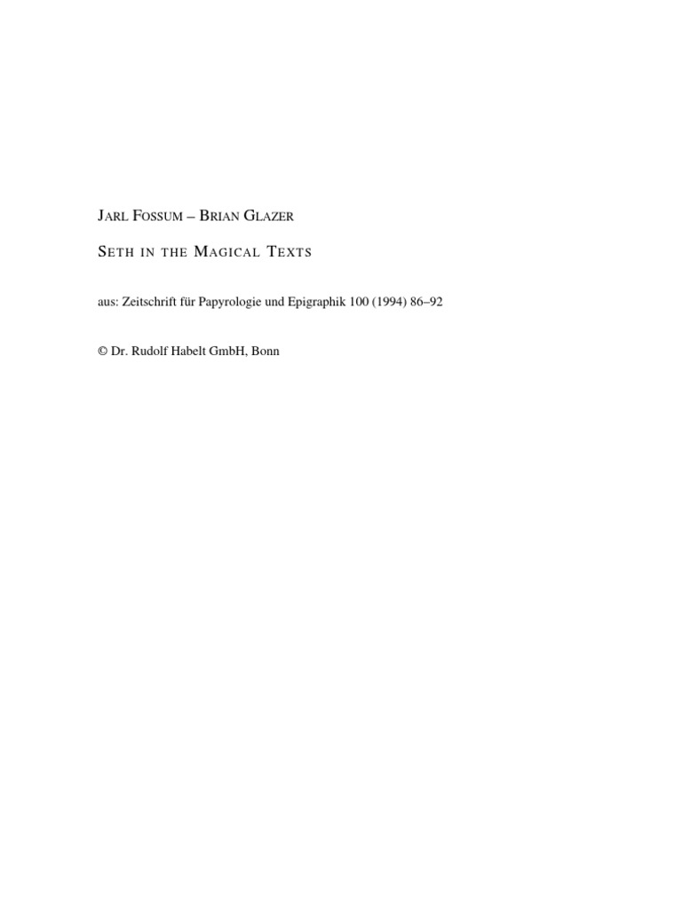 1994 Seth Magical Texts | PDF | Gnosticism | Tetragrammaton