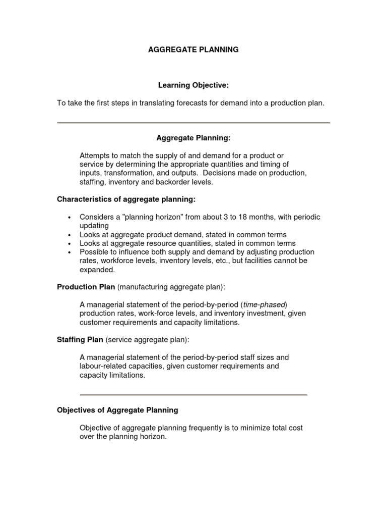 Aggregate Planning Example | PDF | Inventory | Demand