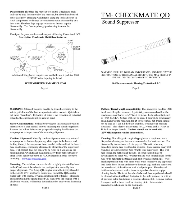 Checkmate II QD 2013 .22lr Manual. | PDF | Weapon Design | Firearms