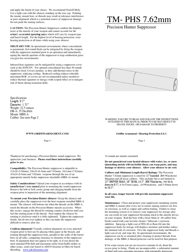 PHS - 7.62mm Manual | PDF | Firearms | Projectile Weapons