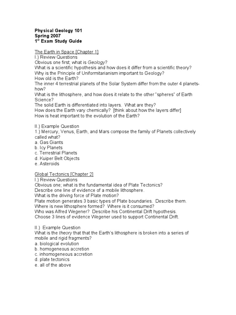 Geology 101 Exam Study Guide | PDF | Igneous Rock | Rock (Geology)