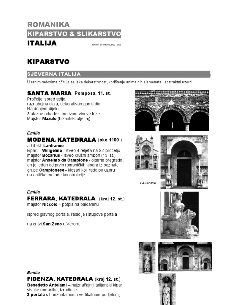 Romanika - Kiparstvo I Slikarstvo - Italijas | PDF
