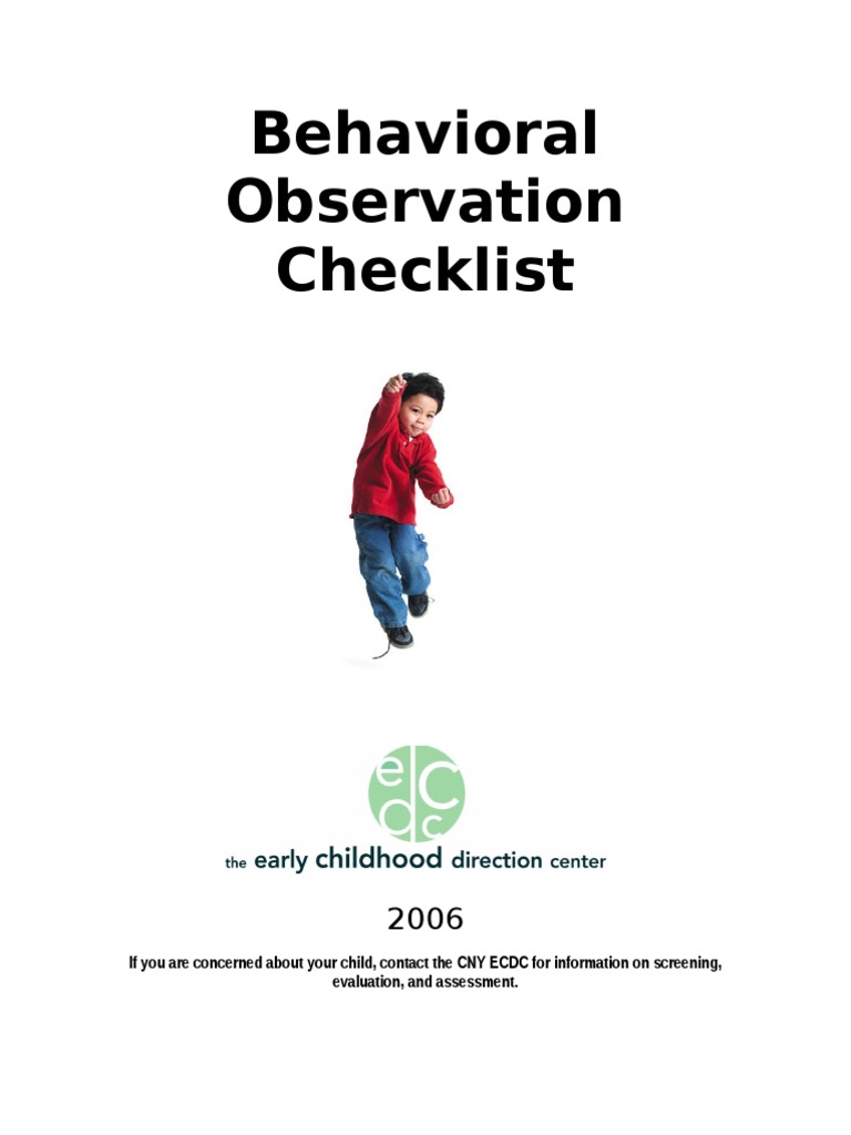 Behavioral Observation Checklist | PDF | Temperament | Behavior