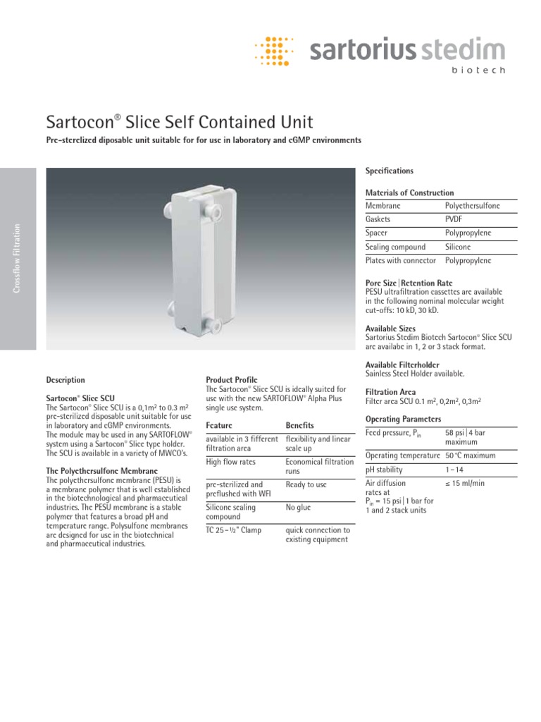 Data Sartocon Slice SCU SPC2066-e | PDF | Membrane | Chemical Engineering