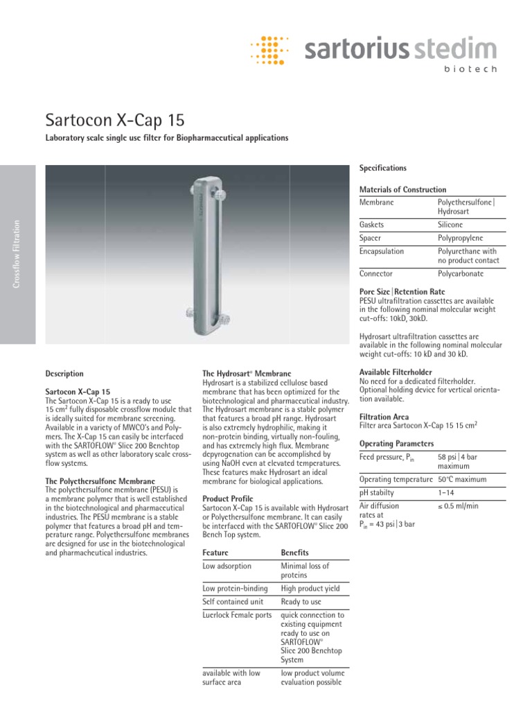 Data Sartocon X-Cap15 SPC2065-e | Download Free PDF | Chemistry ...