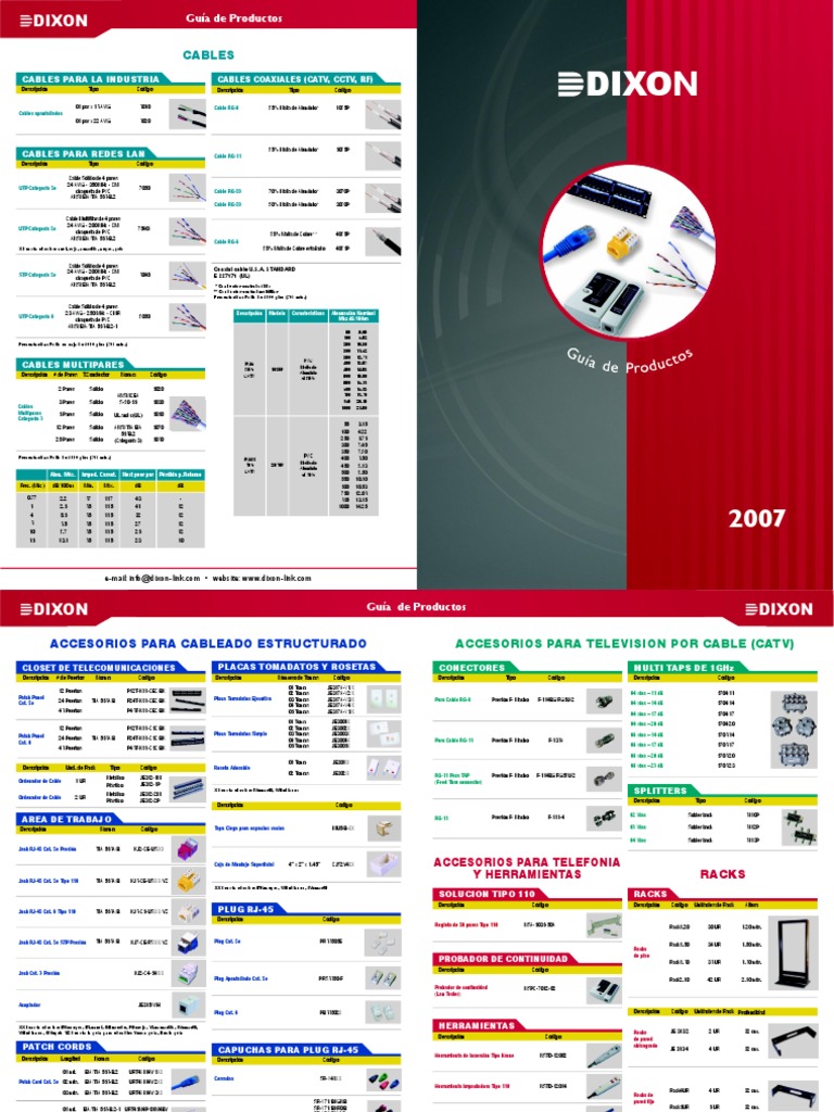 Catálogo de Productos Dixon 2007 | PDF | Cable coaxial | Ingeniería ...