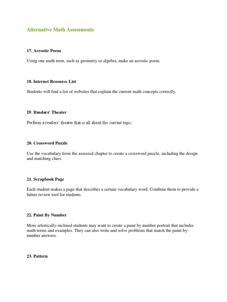 Alternative Math Assessments | PDF | Multiplication | Moon