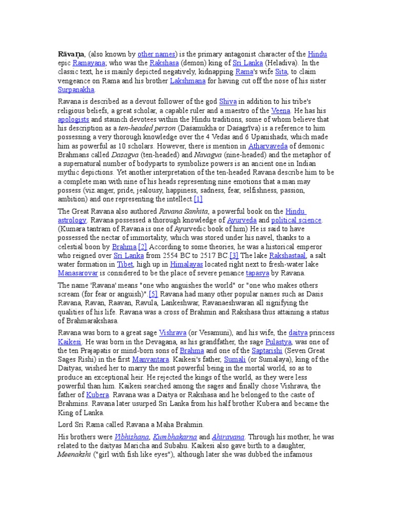Ravan | PDF | Hindu Mythology | Hindu Literature