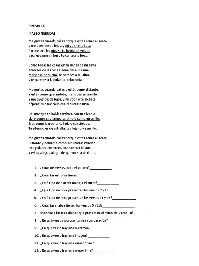Poema 15 | PDF | Poesía