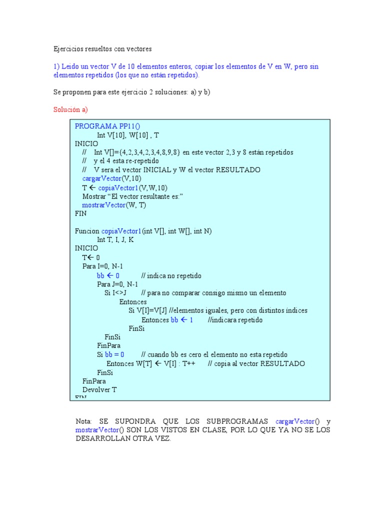Ejercicios Resueltos Con Vectores | PDF | Cadena (informática) | Áreas ...
