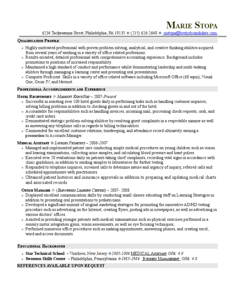 Marie Resume | PDF | Advertising | Physical Examination