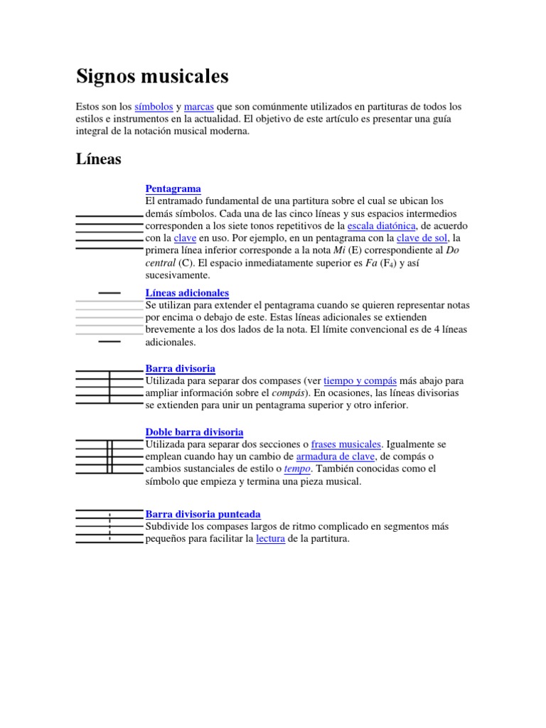 Signos y claves en notación musical | PDF | Clave | Teoría musical