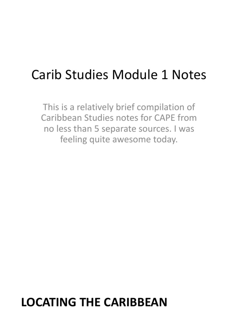 Caribbean Studies CAPE Module 1 Notes | PDF | Caribbean | Social ...
