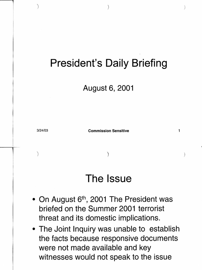 President's Daily Briefing: August 6, 2001