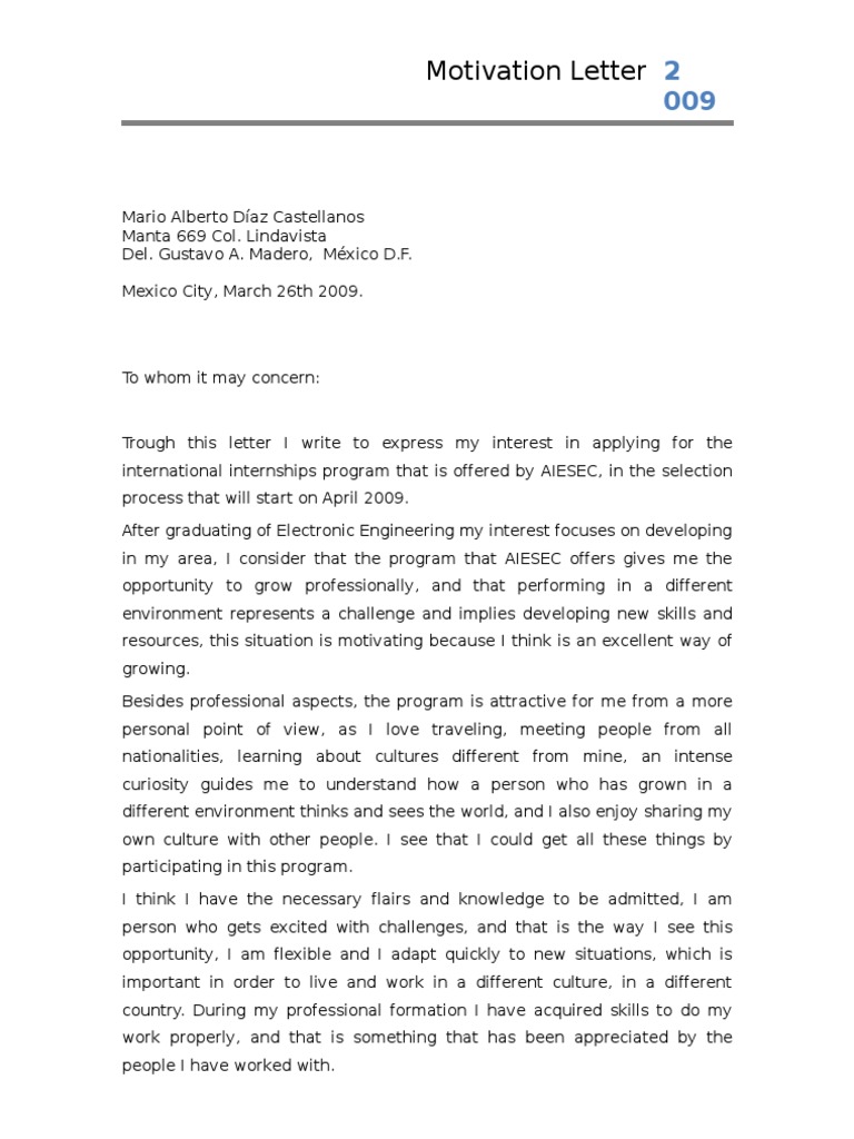 Motivation Letter