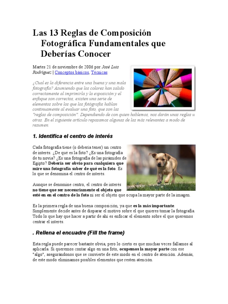 Las 13 Reglas de Composición Fotográfica | Descargar gratis PDF ...