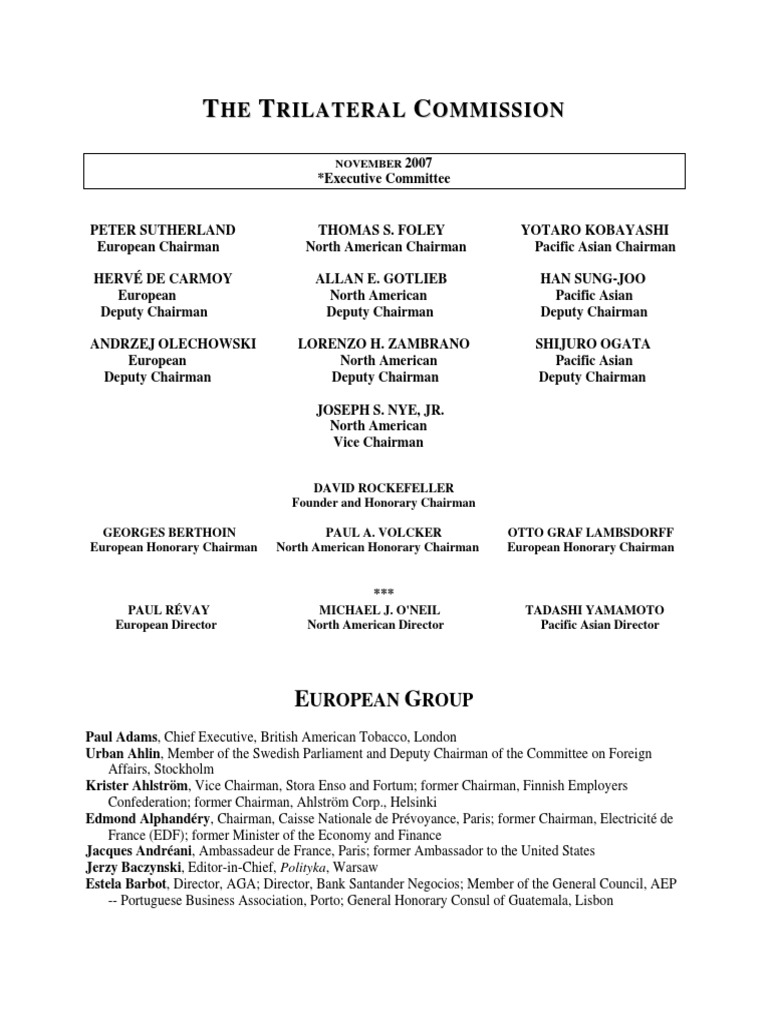 Trilateral Commission Membership 2007 | Center For Strategic And ...