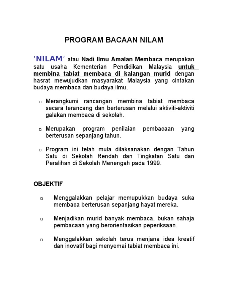 Program Bacaan Nilam Nazura BTP KL | PDF