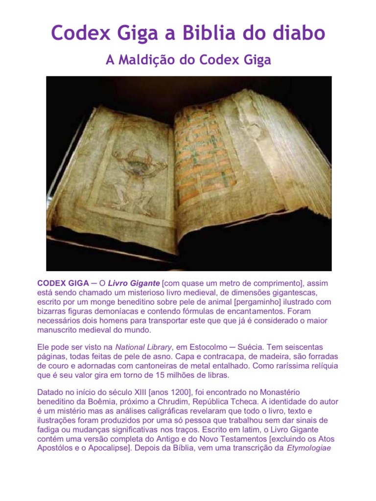 Codex Giga - A Biblia Do Diabo | PDF | Espírito | Bíblia