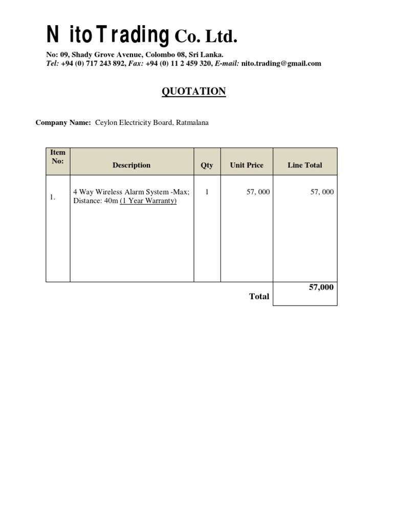 Quotation for Wireless Alarm System | PDF | Computers
