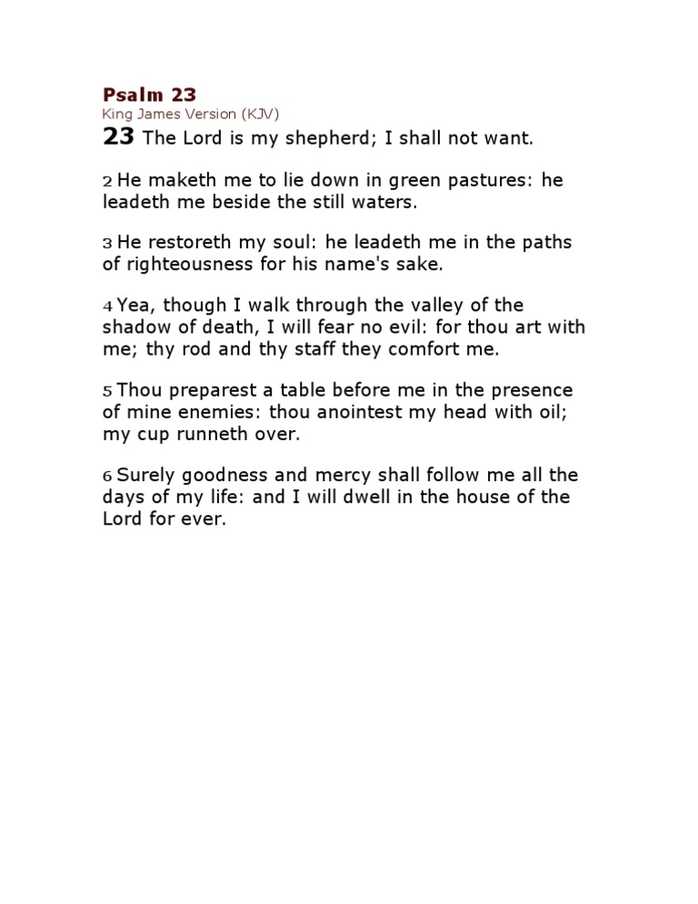 Psalm 23: King James Version Text | PDF | Religion & Spirituality