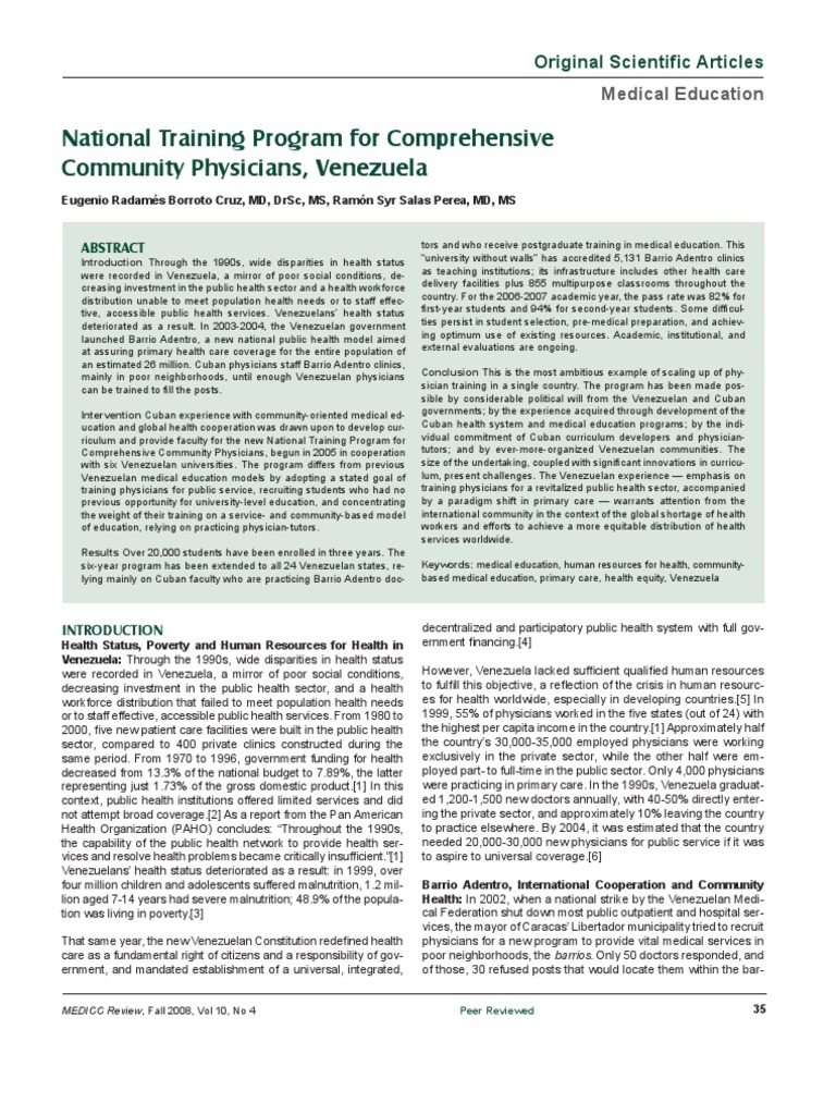 Cuban Trainning Program For MIC, Venezuela Borroto | PDF | Medical ...