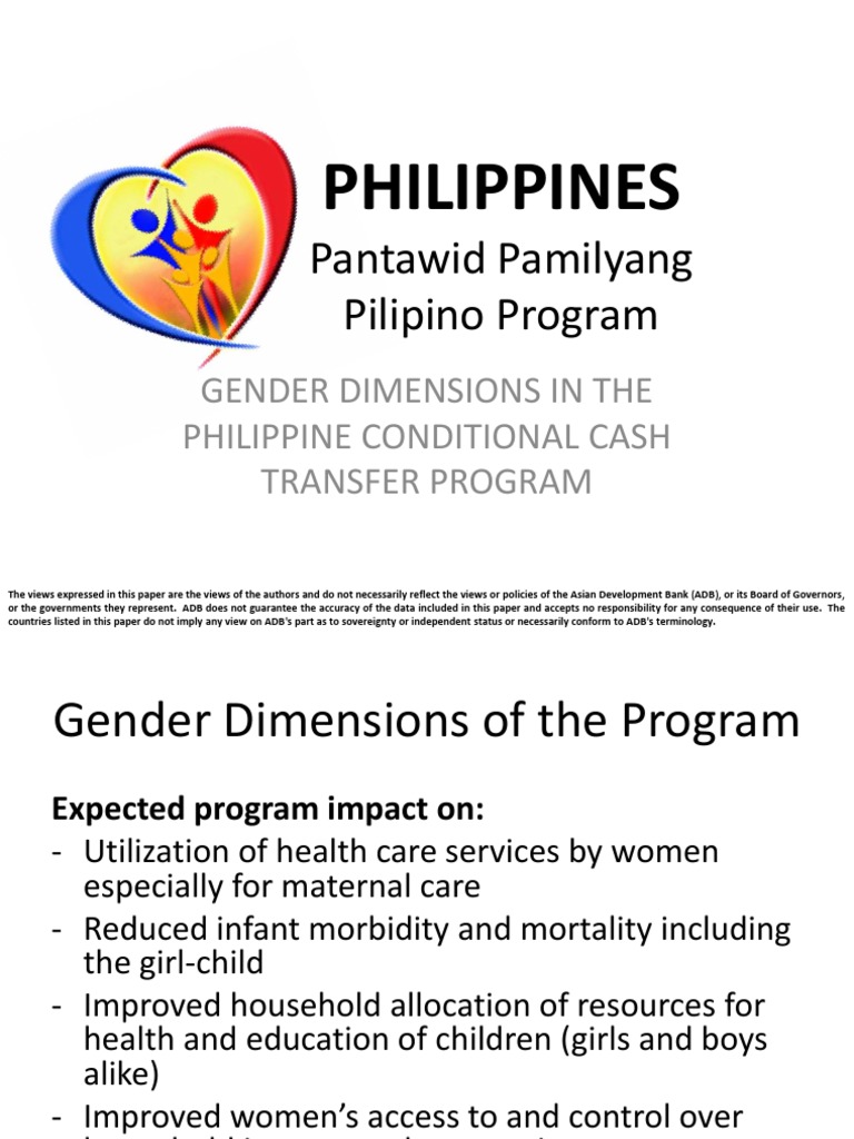 Pantawid Pamilyang Pilipino Program | Asian Development Bank | Gender