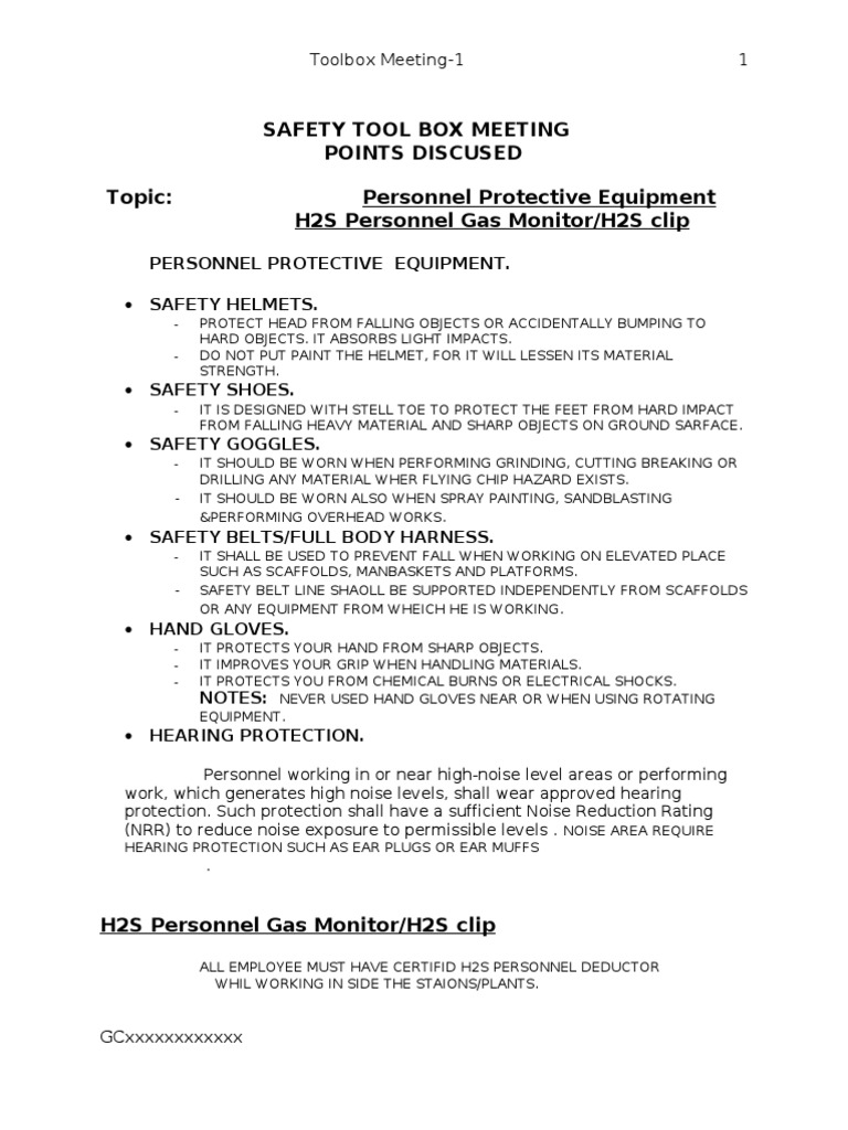 Toolbox Talk About Ppe | PDF