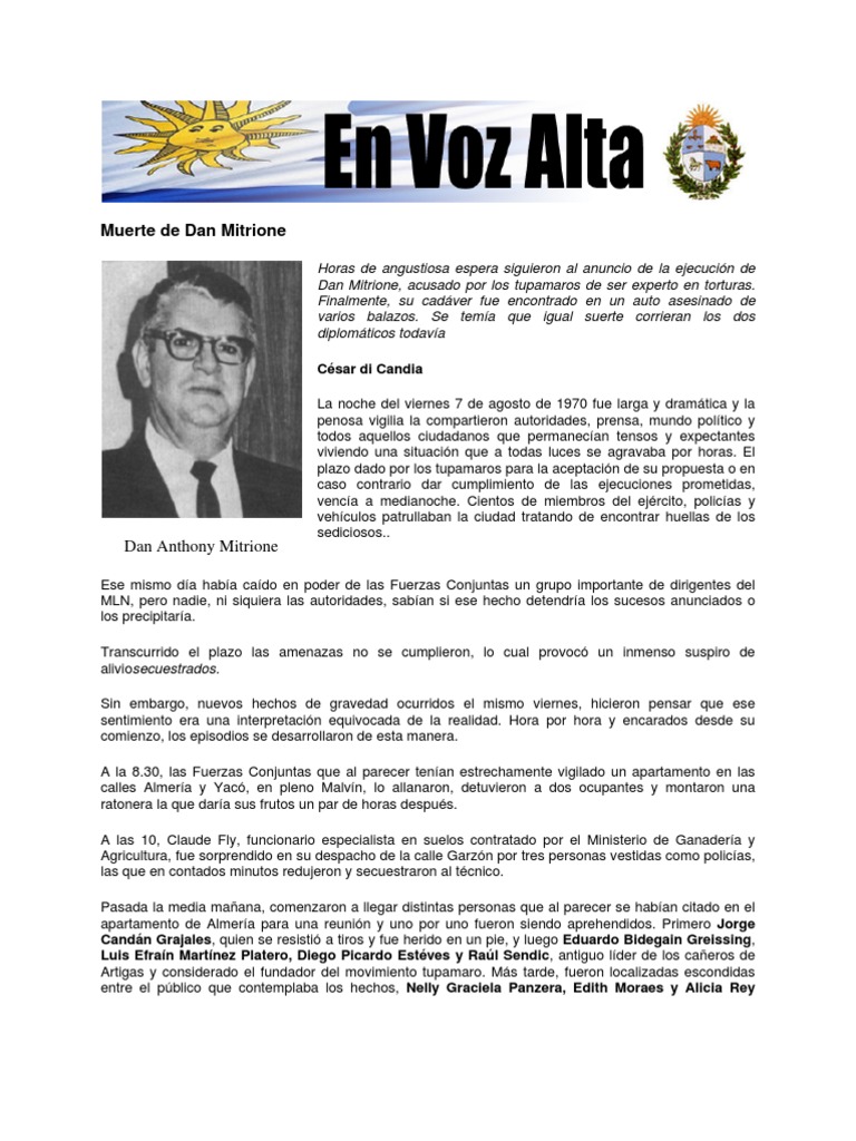 Muerte de Dan Mitrione | PDF | Gobierno | Esfera pública